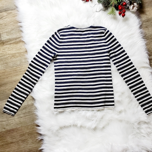 The Limited | Tops | The Limited Womens White Navy Blue Striped Shirt ...